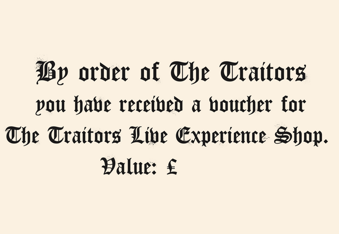 The Traitors Live Experience Shop Voucher